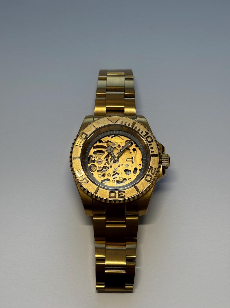 Gold Skeleton Automatic Dive Watch – Custom Stainless Steel 40mm - Etsy