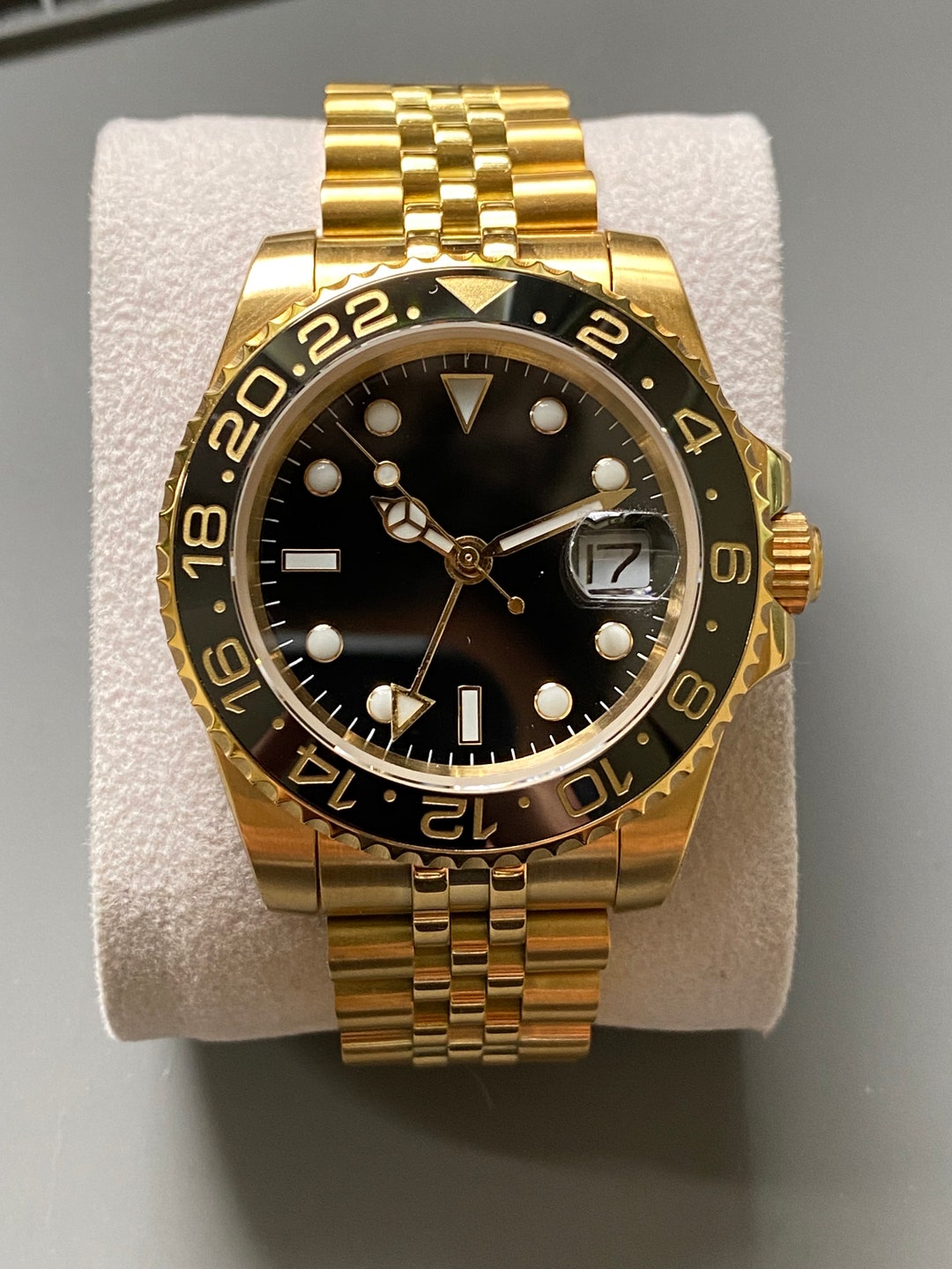 Gold GMT Automatic Divemaster Watch: Sapphire Crystal, Ceramic Bezel ...