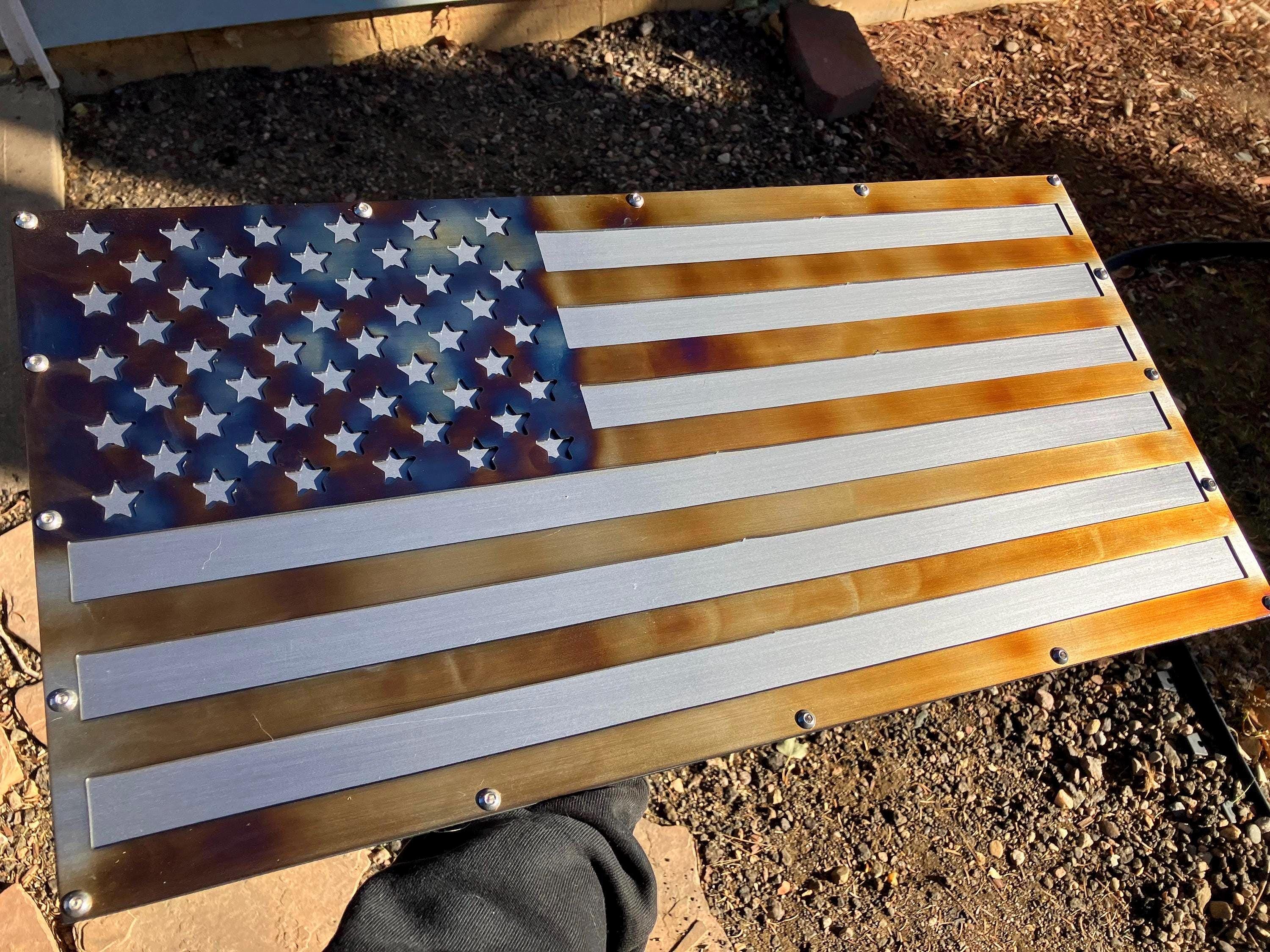 American Flag , Heat Treated Steel Flag . Metal Wall Hanging - Etsy