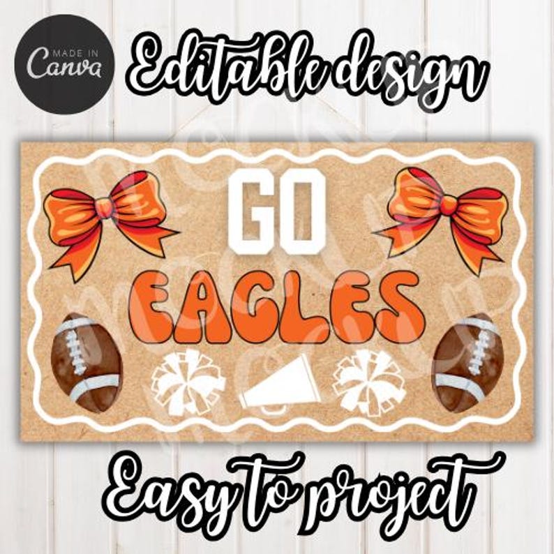 Painted Banner Template | Football Banner | Orange Sports Team Banner ...