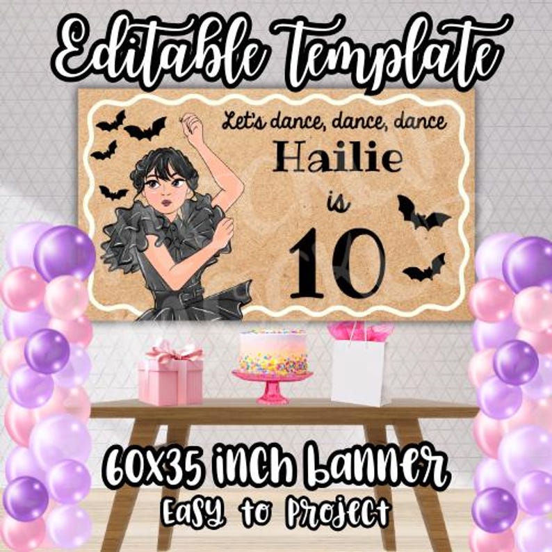 Halloween Wednesday Painted Banner Template | Wednesday Theme ...