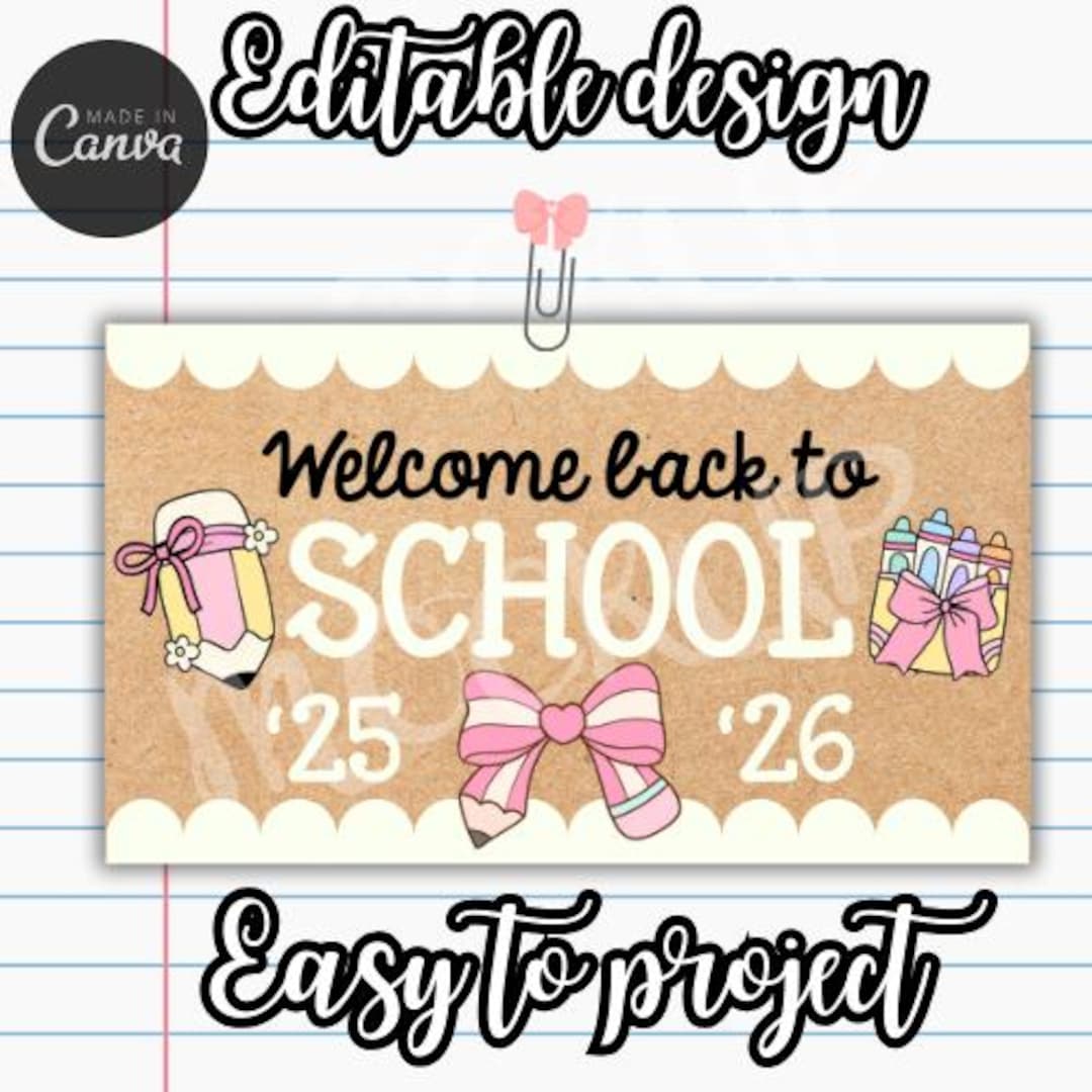 Painted Banner Template | Pink Welcome Back to School Banner | Cute ...