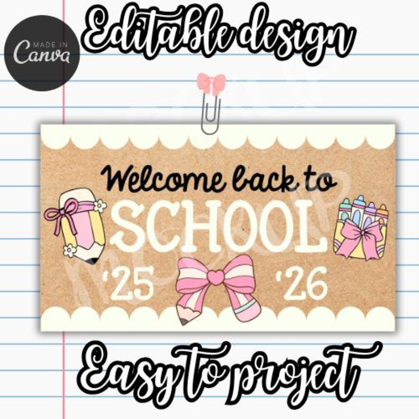 Painted Banner Template | Pink Welcome Back to School Banner | Cute ...