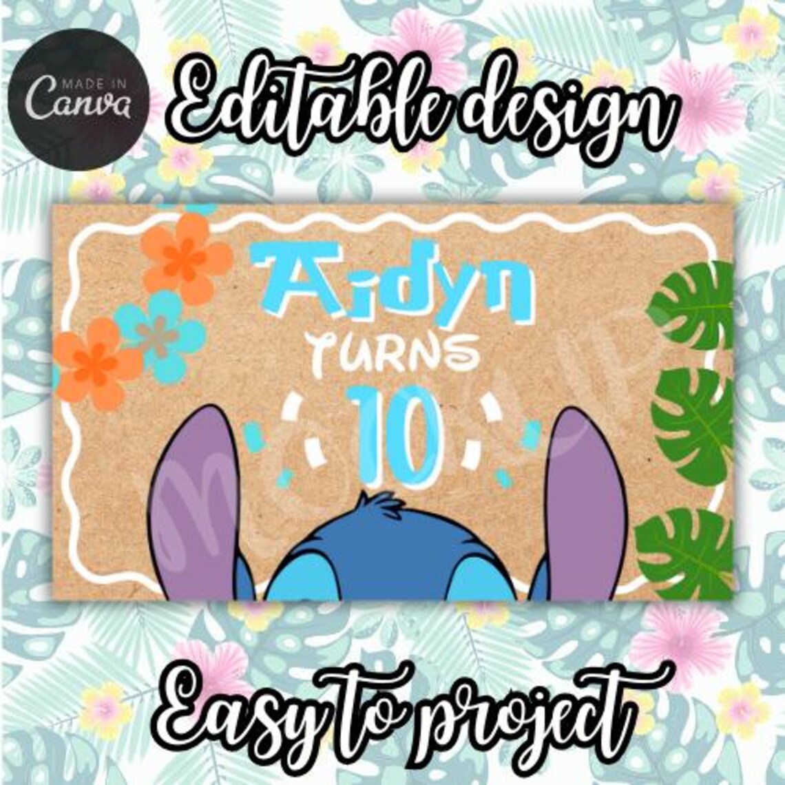 Painted Banner Template | Stitch Birthday Banner | Stitch Theme | 4 ...