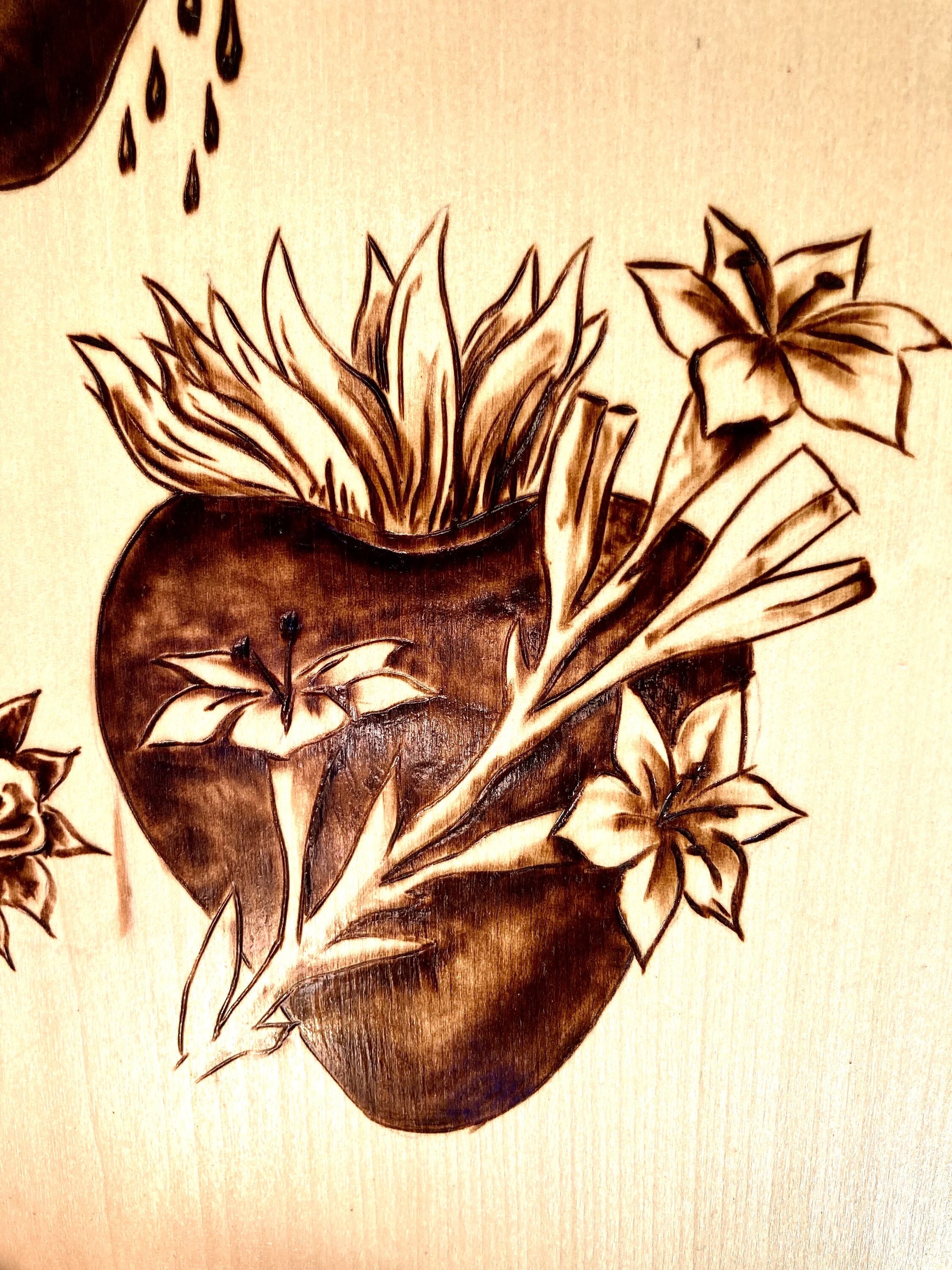 Handcrafted Religious Three Hearts of the Holy Family, Beautiful ...