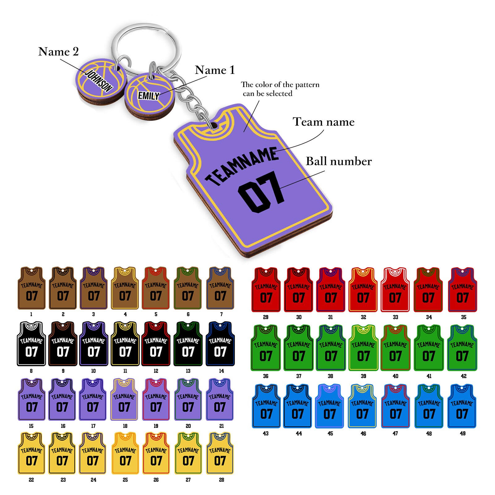 Custom Sports Keychain - Personalized Basketball Jersey Keychain - Gift ...