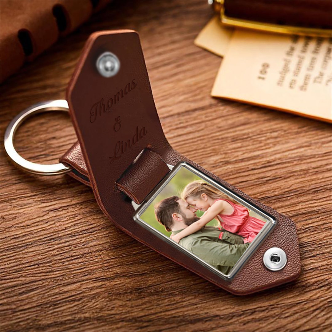 Mens Leather Keychain With Photo,engraved Key Chain,keychain for Him ...
