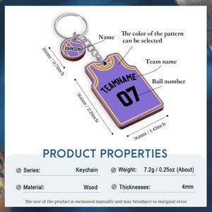 Custom Sports Keychain - Personalized Basketball Jersey Keychain - Gift ...