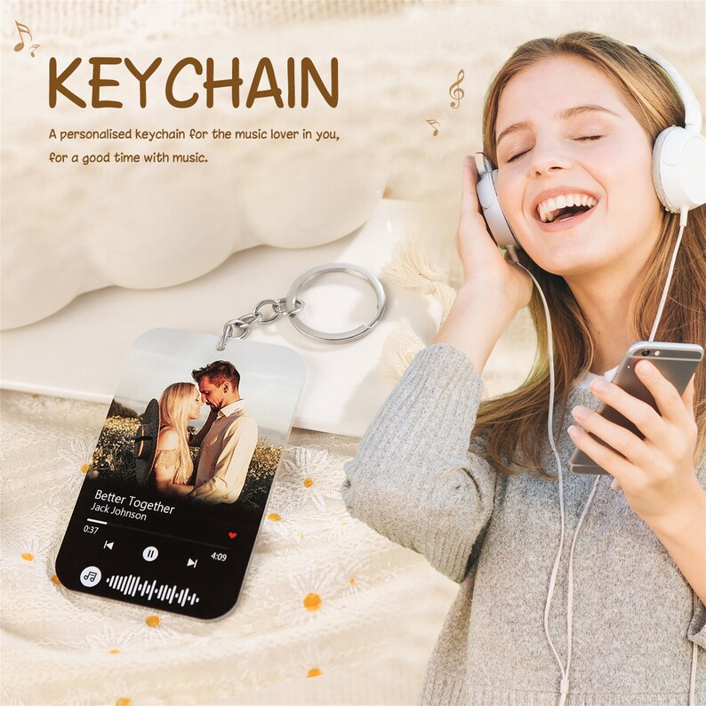 Personalized Music Code Keychain Personalized Album Keychain Music ...
