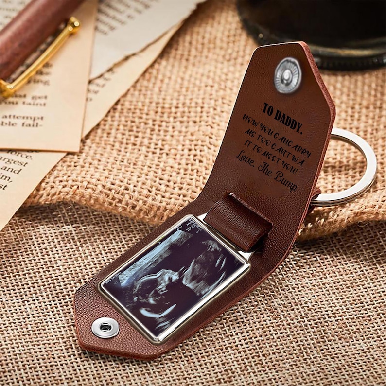 Personalized Photo Leather Keychain - Engraved Keychain -dad Now You ...