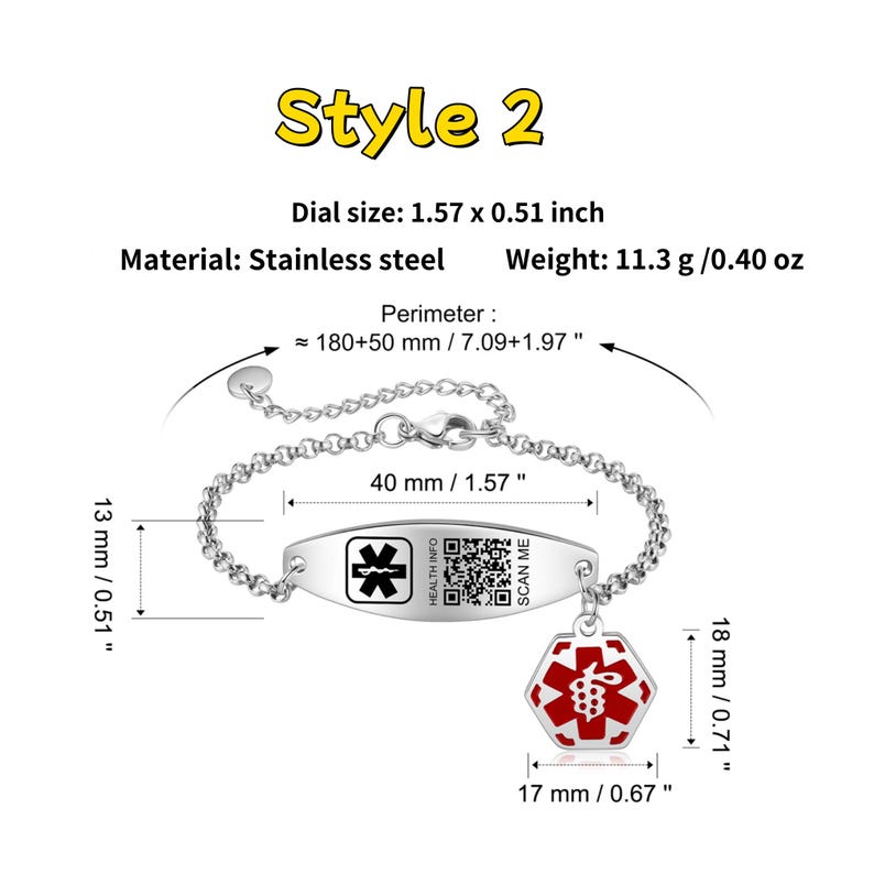 Personalized Medical QR Code Bracelet -custom Medical ID Bracelet ...