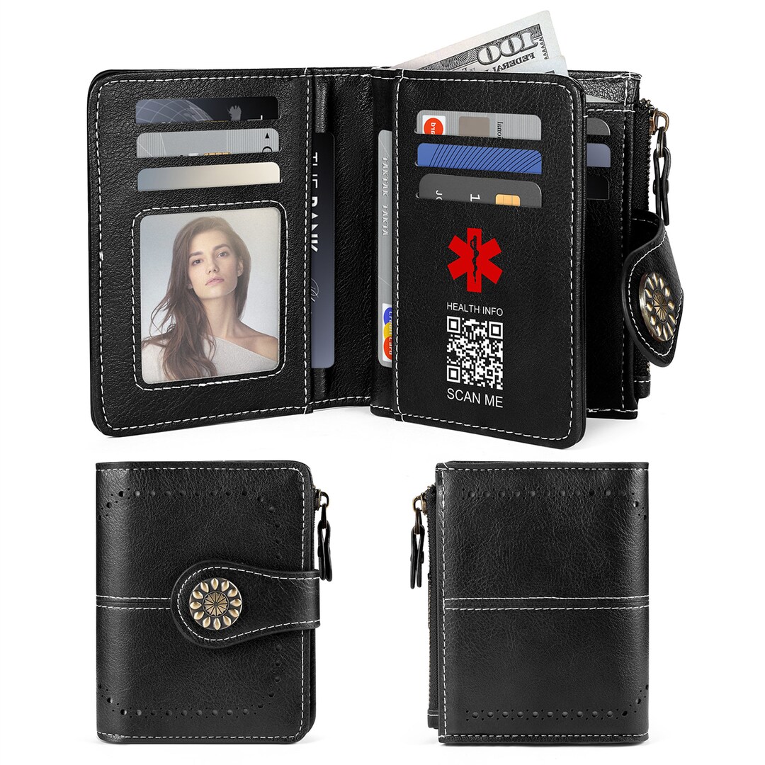 Personalized Medical QR Code Wallet,custom Medical ID Wallet,leather ...