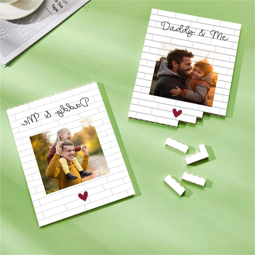 Personalised Daddy &me Photo Building Block,custom Family Photo Blocks ...