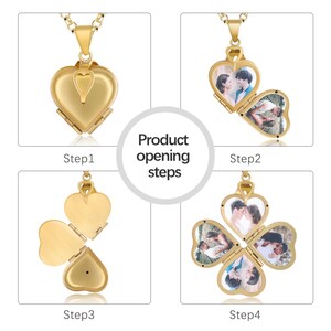 Personalized Heart Photo Locket Necklace - Heart Locket Necklace With 4 ...