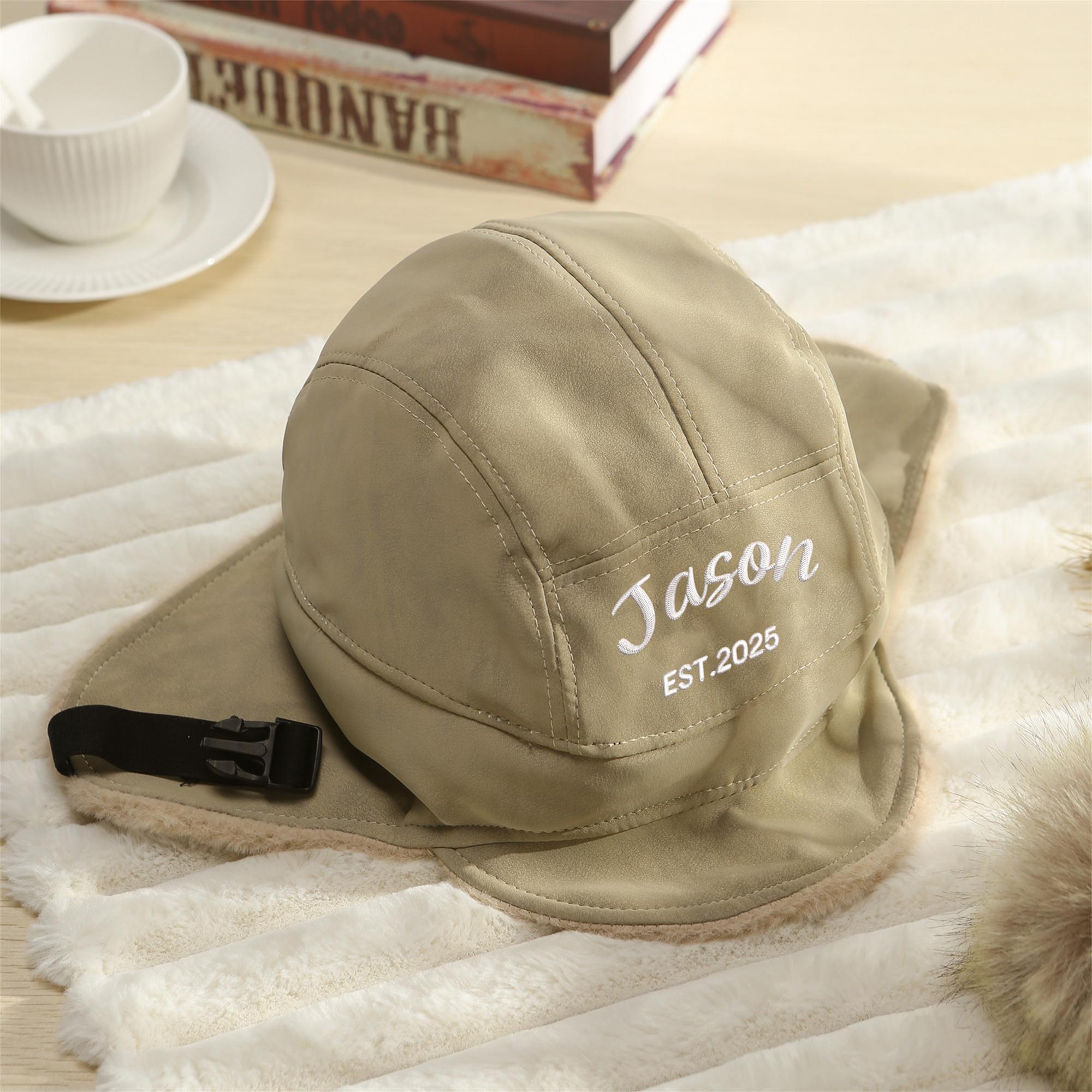 Personalized PU Leather Trapper Hat,custom Embroider Name Winter ...