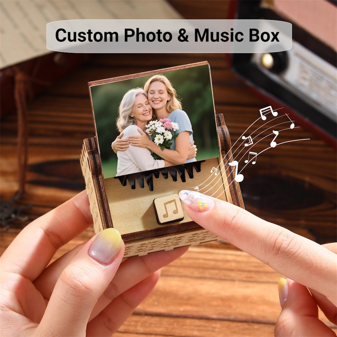 Personalized Wooden Music Box With Photo Song,engraved Memory Music Box ...