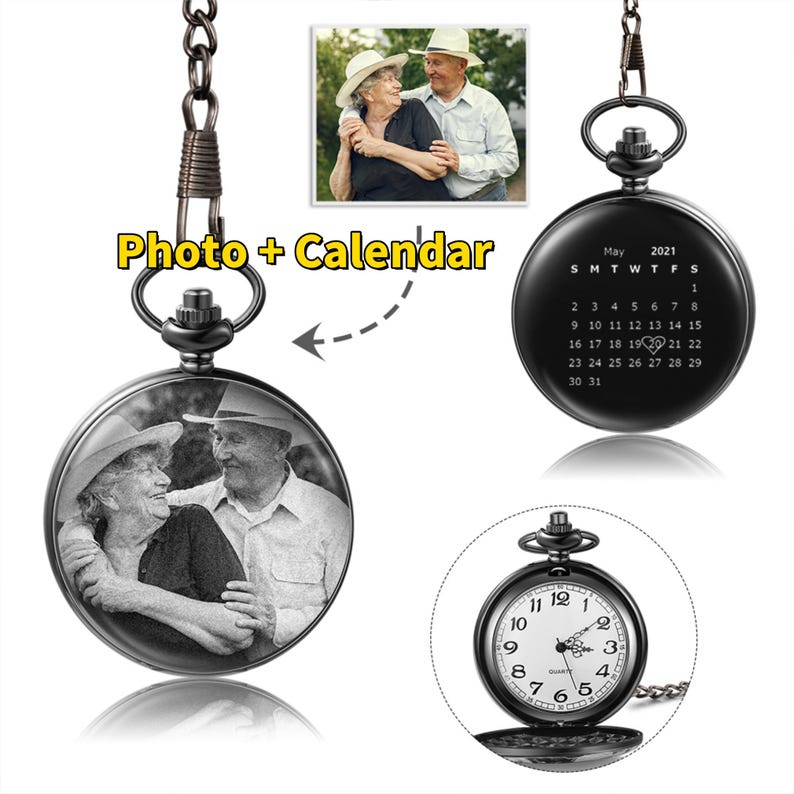 Personalized Men Photo Pocket Watch - Engraved Pocket Watch - Men ...