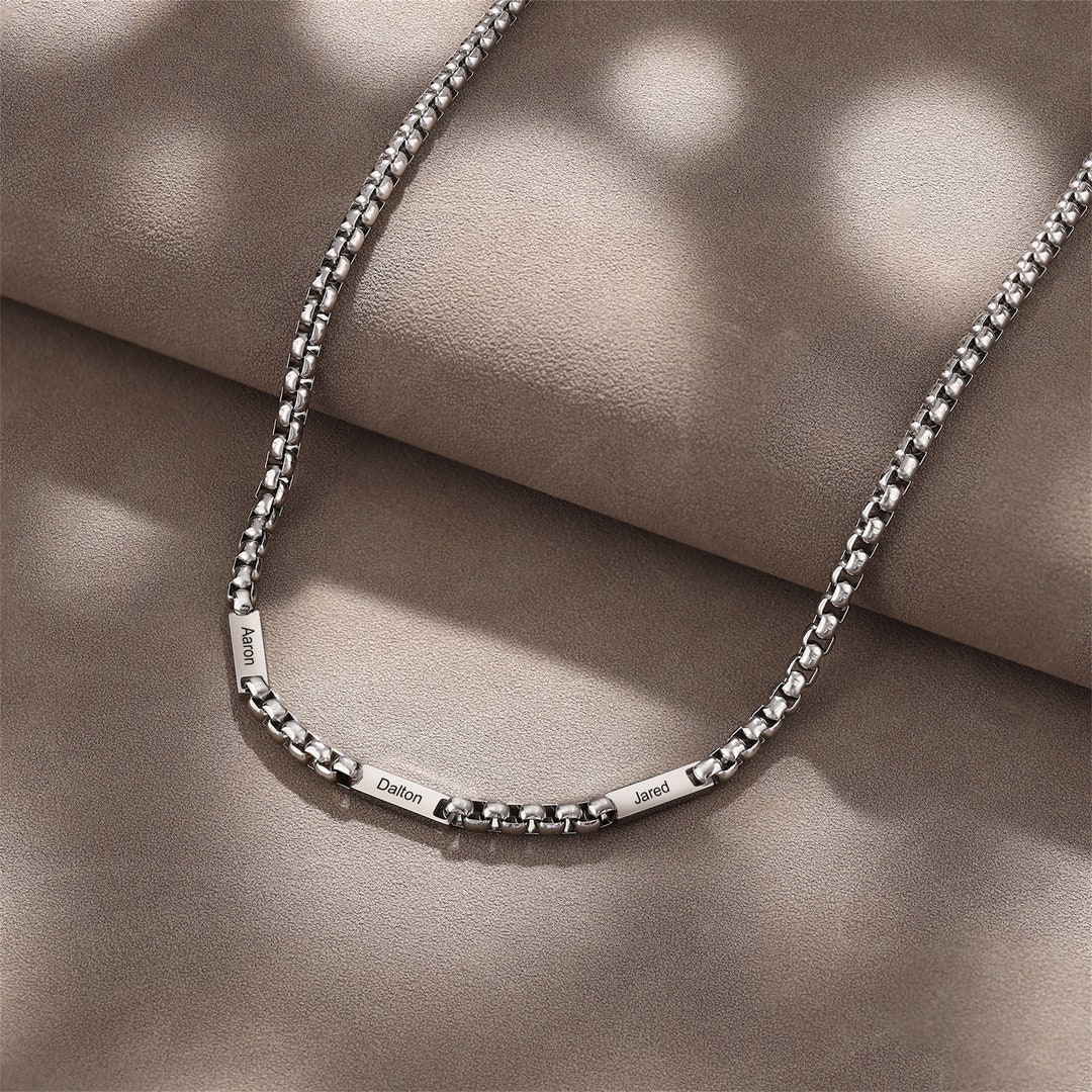 Dad Necklace With Kids Name,personalized Mens Chain Necklace,tainless ...