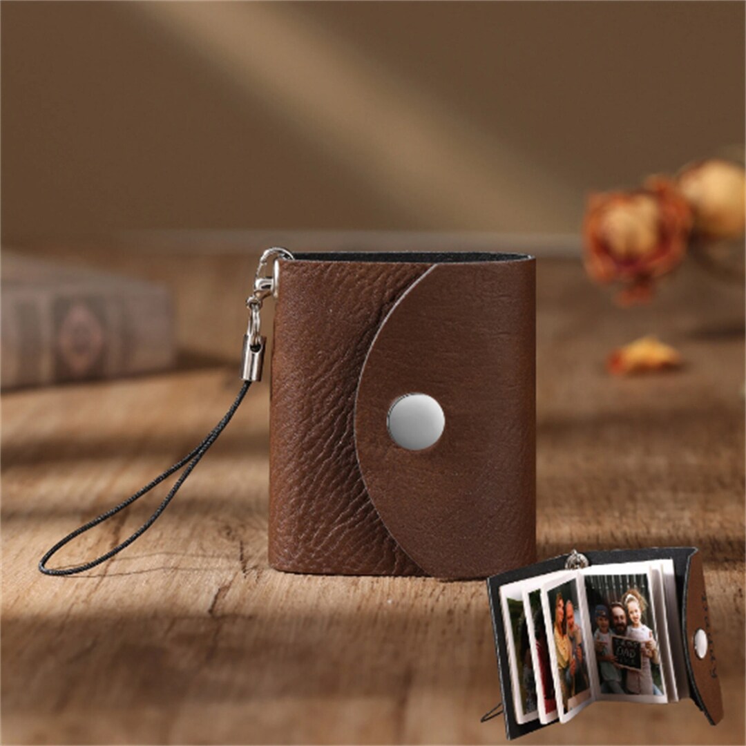 Personalized Mini Photo Album Keychain, Pu Leather Keychain, Customiza ...