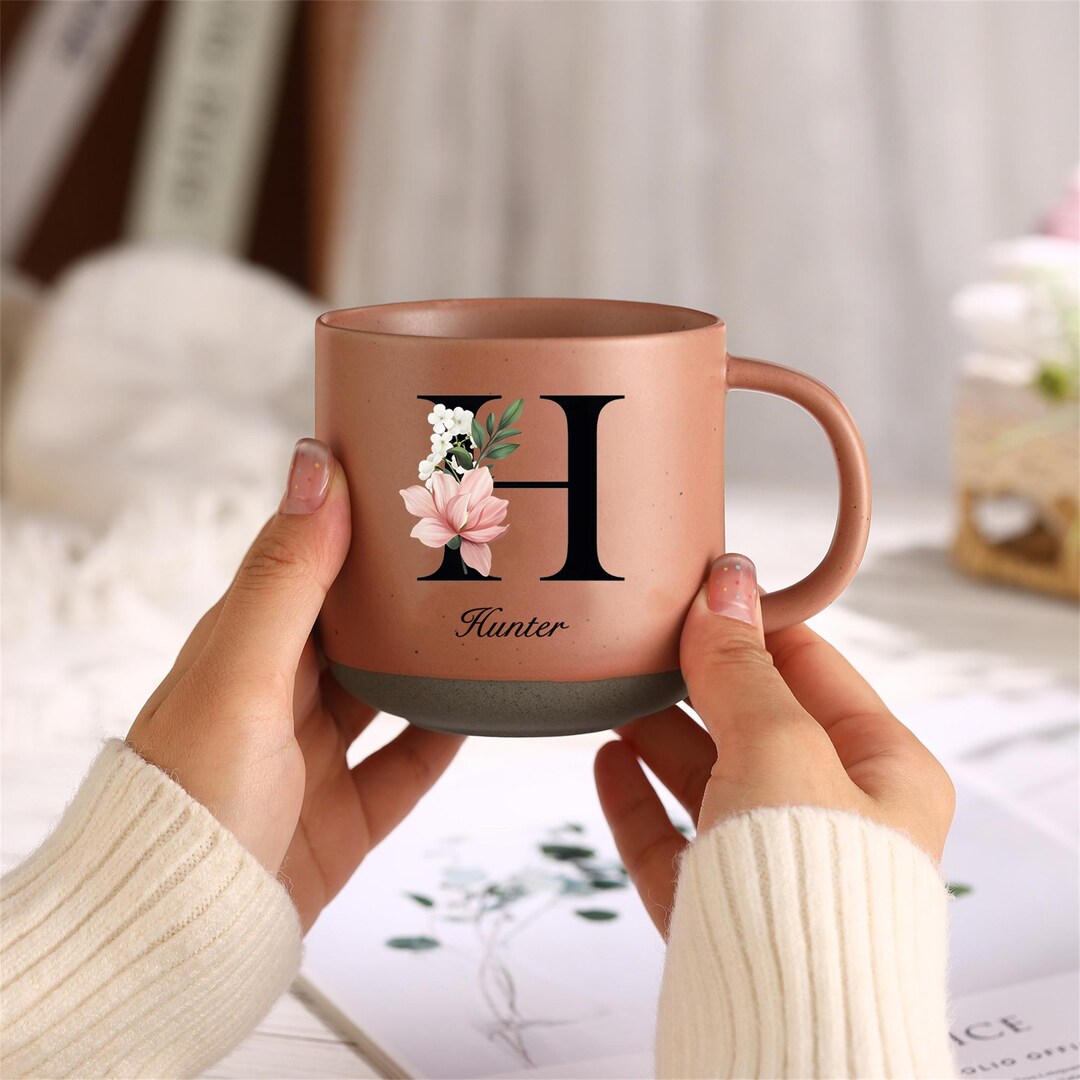 Custom Initials Birth Flower Mug,personalized Large Ceramic Mug Family ...
