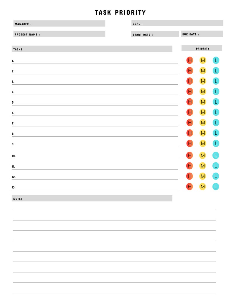 Free Printable Task Priority List Project Management Productivity Planner - Etsy Australia