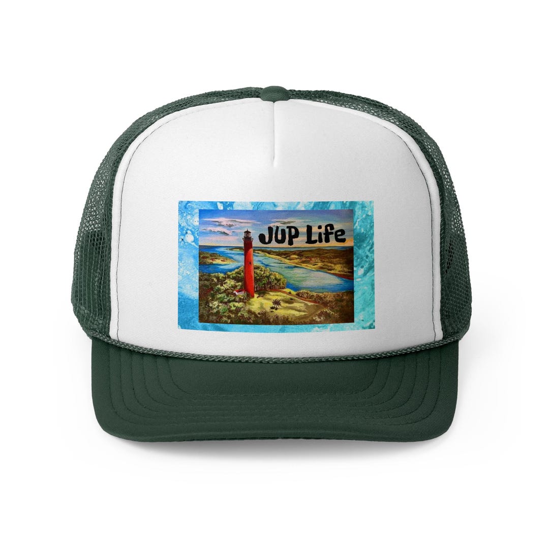 Trucker Caps, Painted Caps, Tropical, Florida Caps , Jupiter Lighthouse ...