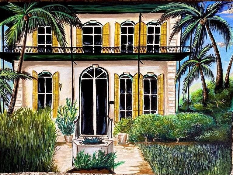 Hemingway's, Hemingway House Painting, Acrylic Painting, Wall Art, Gift ...