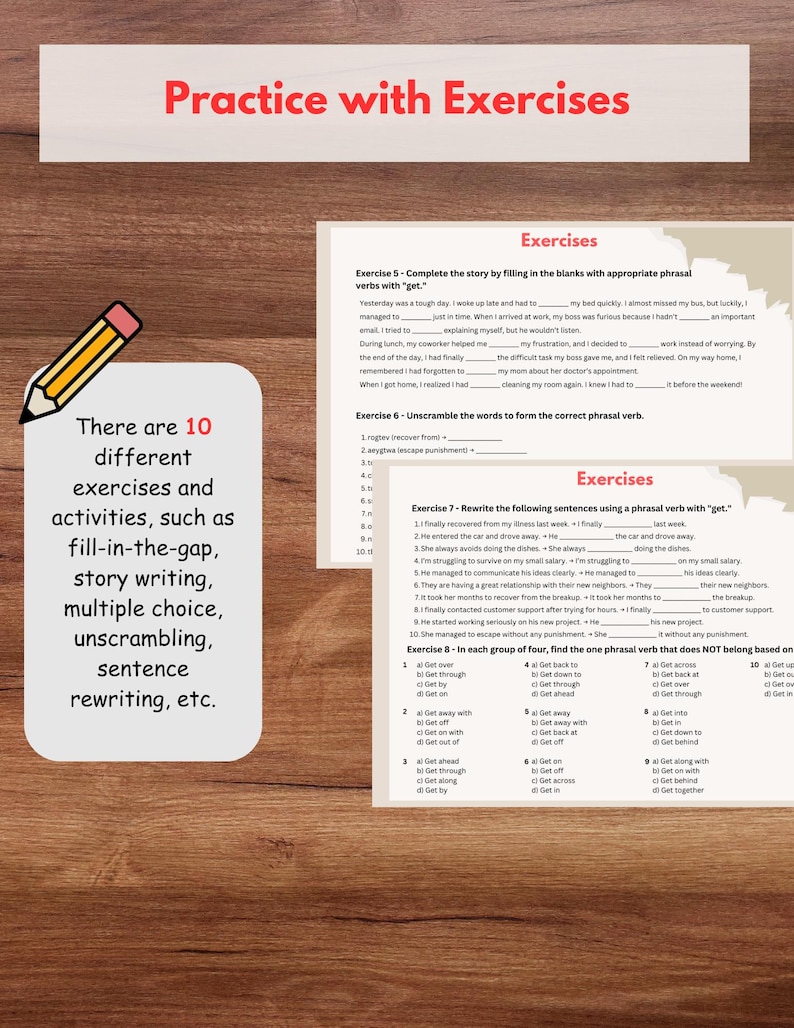 All-in-one 'GET' Phrasal Verbs Packet | Learn, Practice & Play! ESL ...
