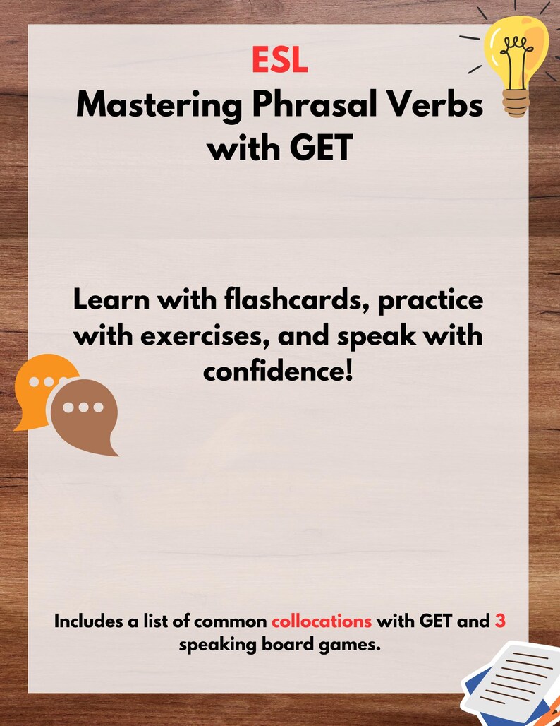 All-in-one 'GET' Phrasal Verbs Packet | Learn, Practice & Play! ESL ...