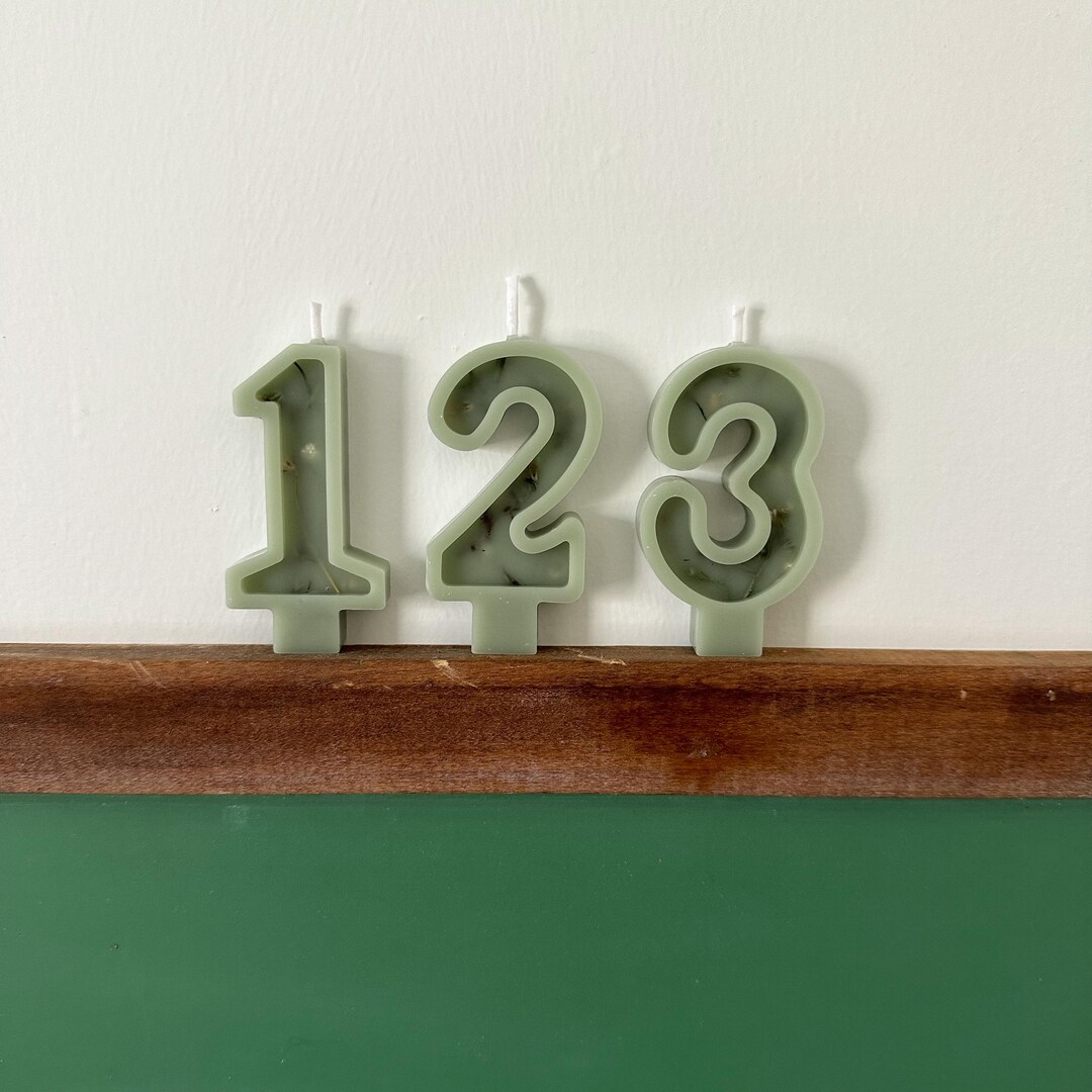 Sage Number Birthday Candles, Natural Beeswax Candle, Cake Candle ...
