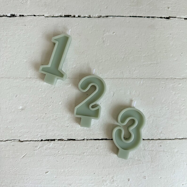 Plain Mint Number Birthday Candles, Beeswax Candle, Birthday Party ...
