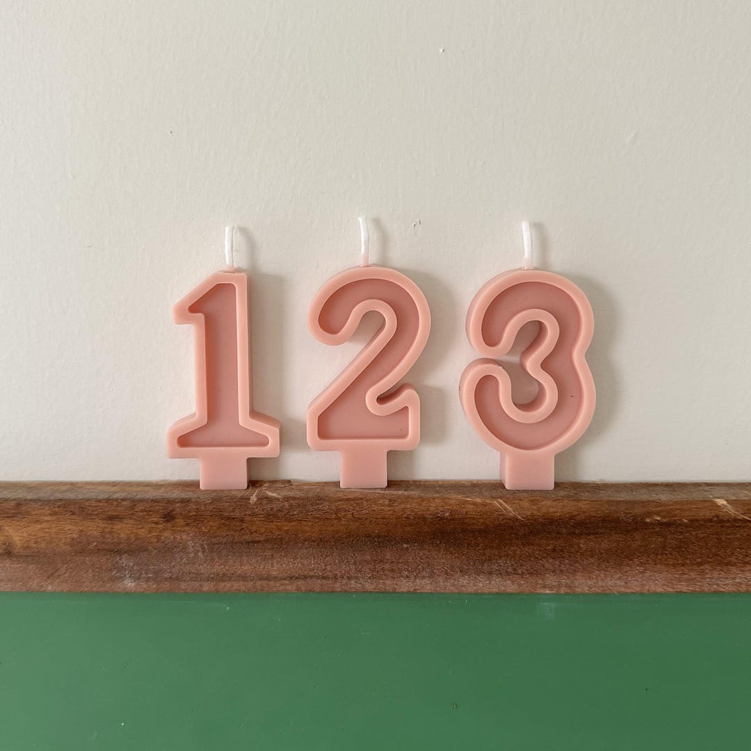 Number Birthday Candles - Dusty Pink, Soft Pink, Vintage Blush ...