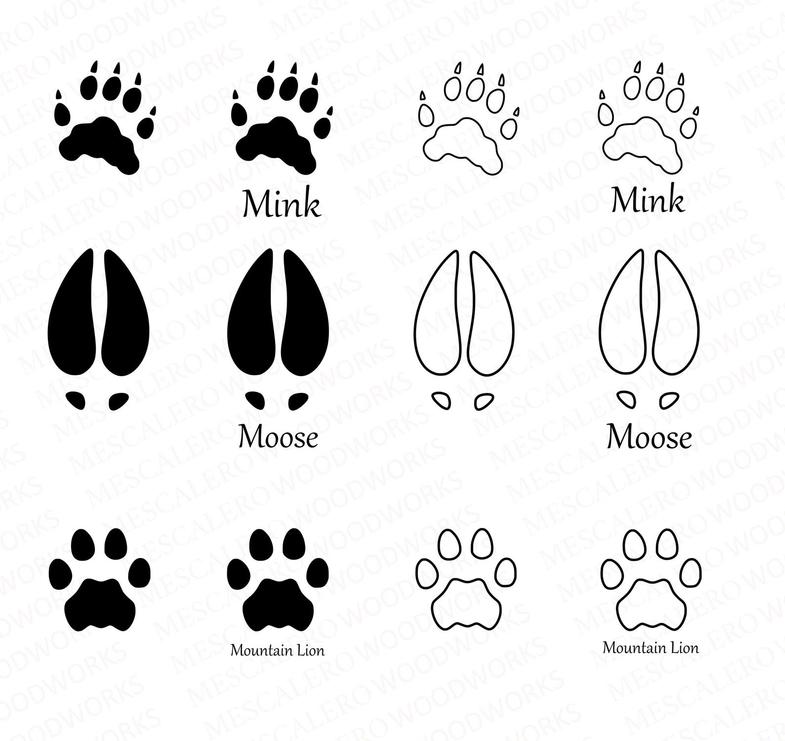 Animal Track SVG and PNG Bundle | Tracks, Paws | Outline | Silhouette ...