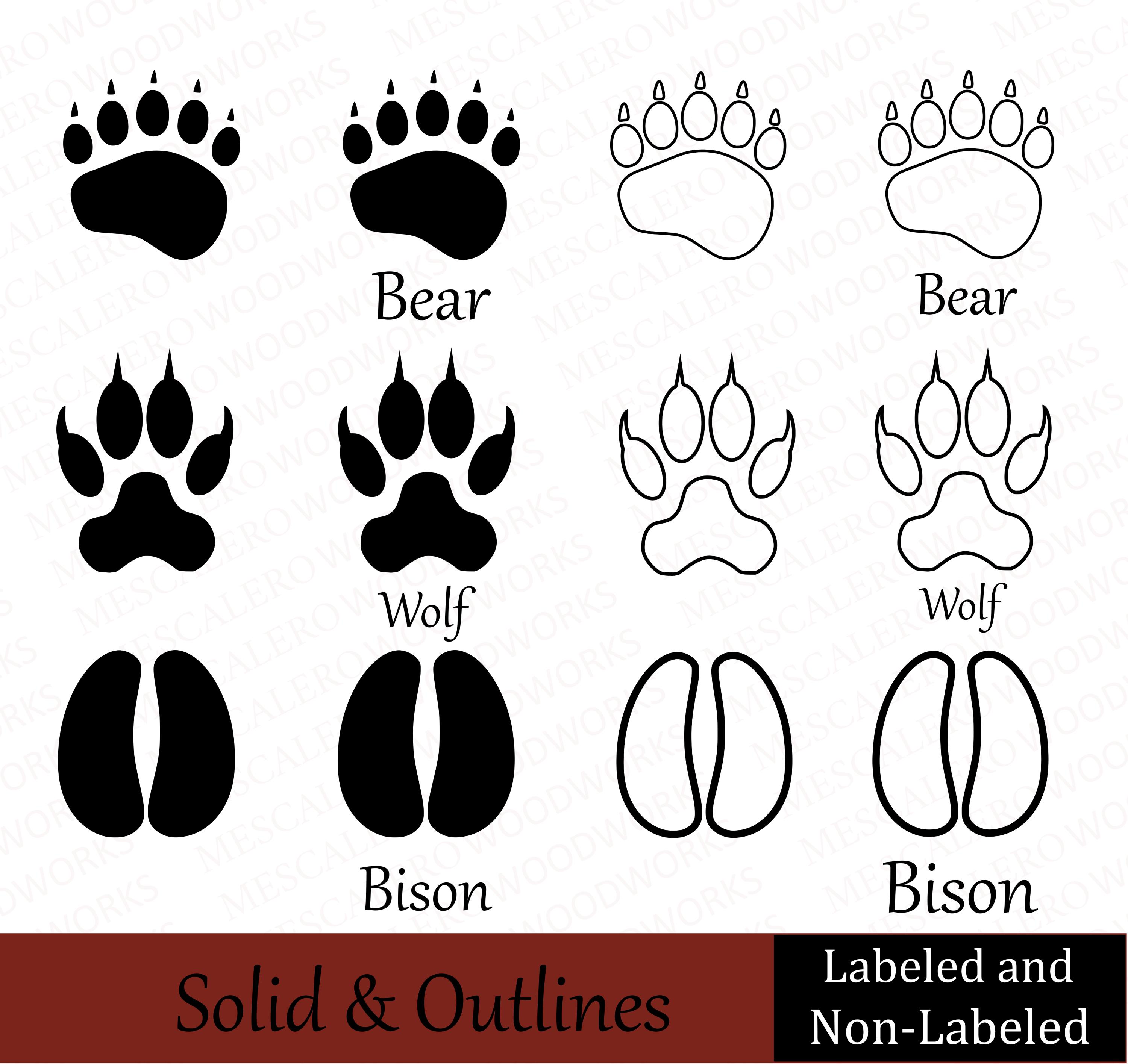 Animal Track SVG and PNG Bundle | Tracks, Paws | Outline | Silhouette ...