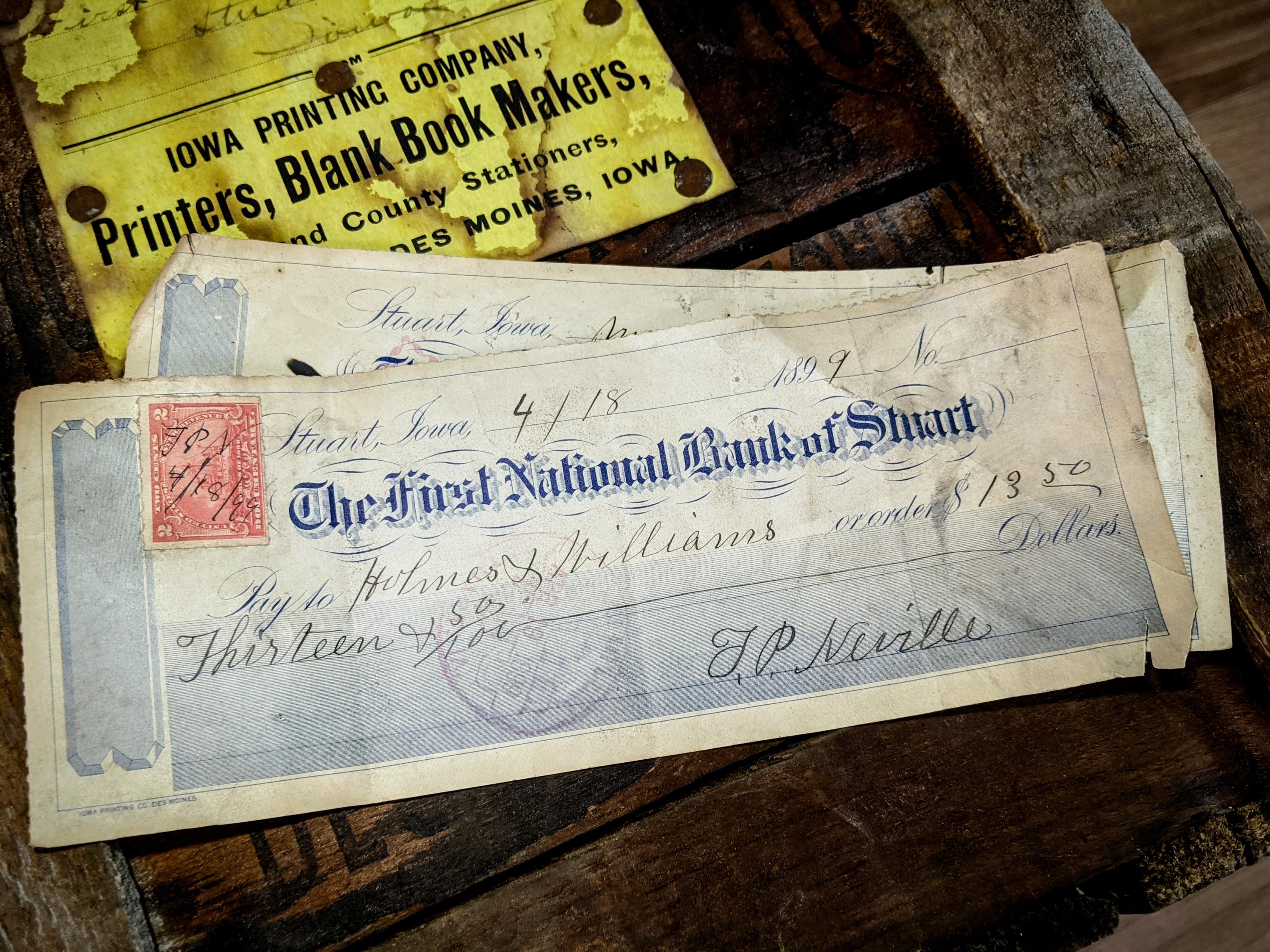 Antique Stamped Bank Checks From the Bank Robbed by Bonnie & Clyde ...