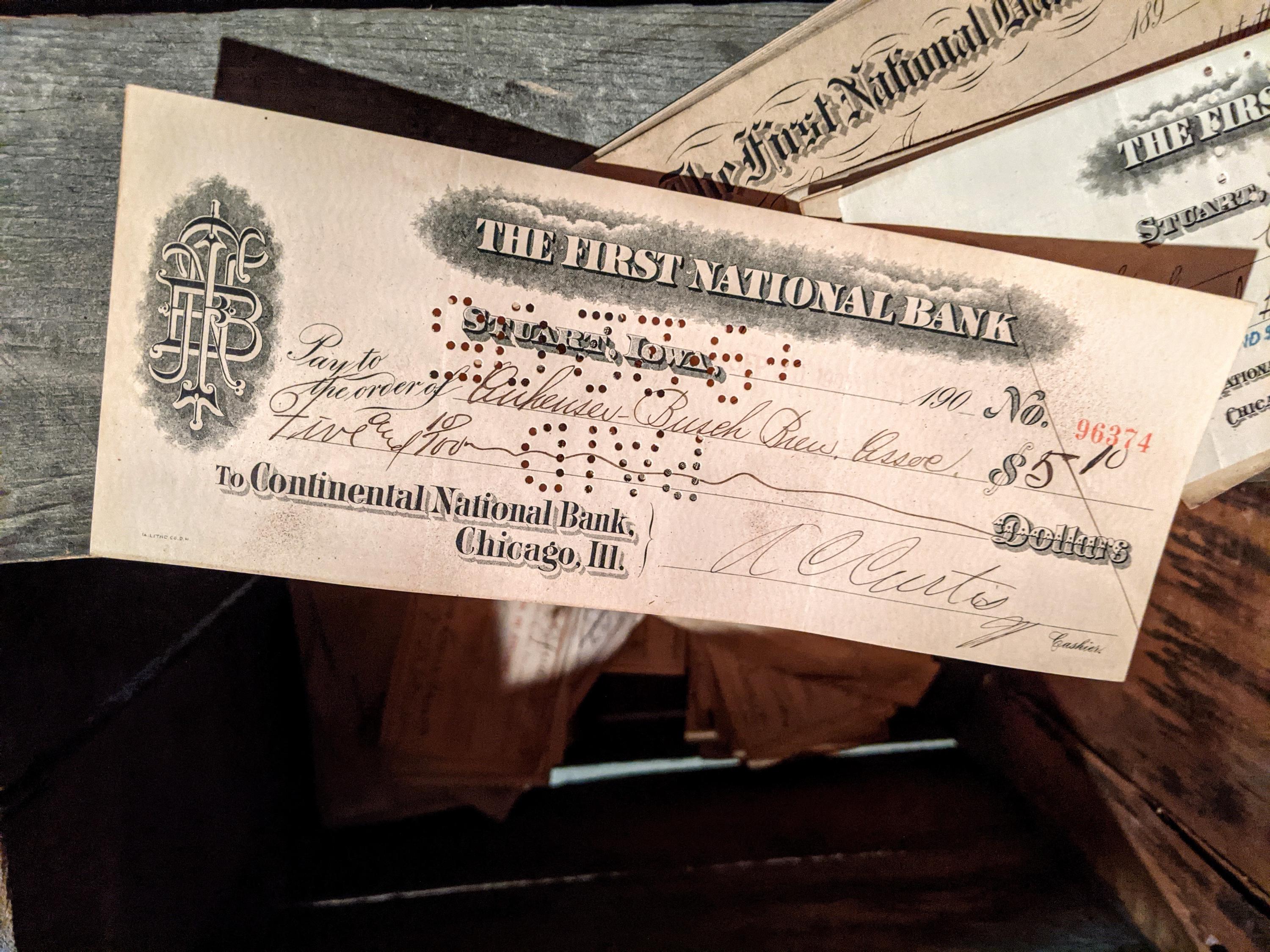 Anheuser-busch Unique Bank Check From Bank Robbed by Bonnie & Clyde ...