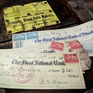 Antique Stamped Bank Checks From the Bank Robbed by Bonnie & Clyde ...