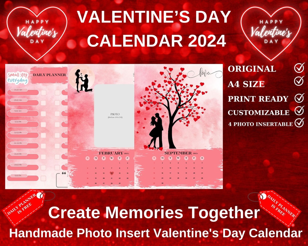 Digital Romantic Calendar and Daily Planner Set Valentine's Days 4 ...