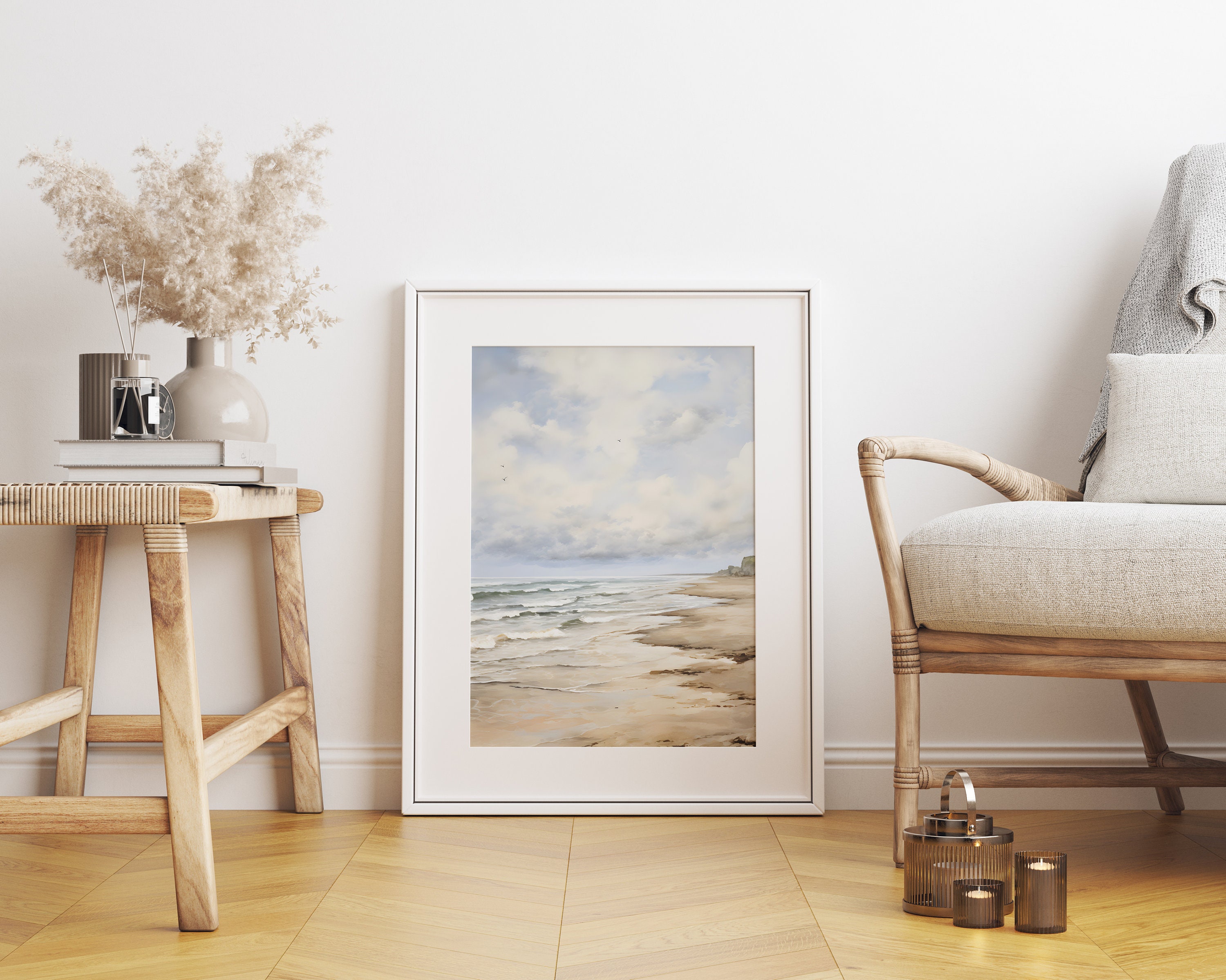 Seashore Oil Painting, Printable Vintage Landscape Wall Art ...