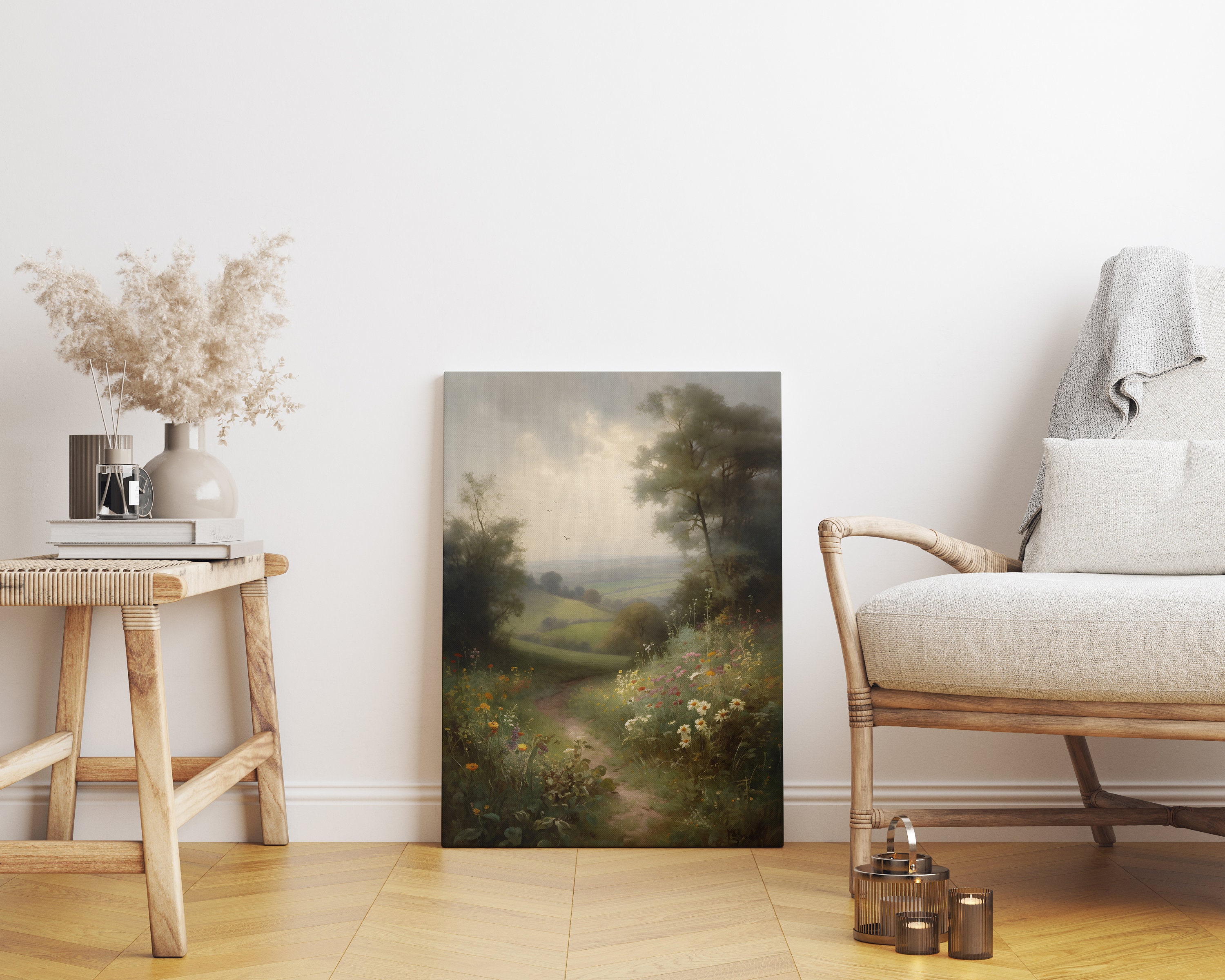 Spring Wildflower, Field Landscape Painting, Spring Print Vintage ...