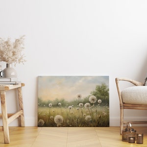Dandelions Field, Printable Landscape, Vintage Painting, Warm Summer ...