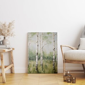 Birch Grove Trees, Printable Landscape, Vintage Painting, Warm Spring ...