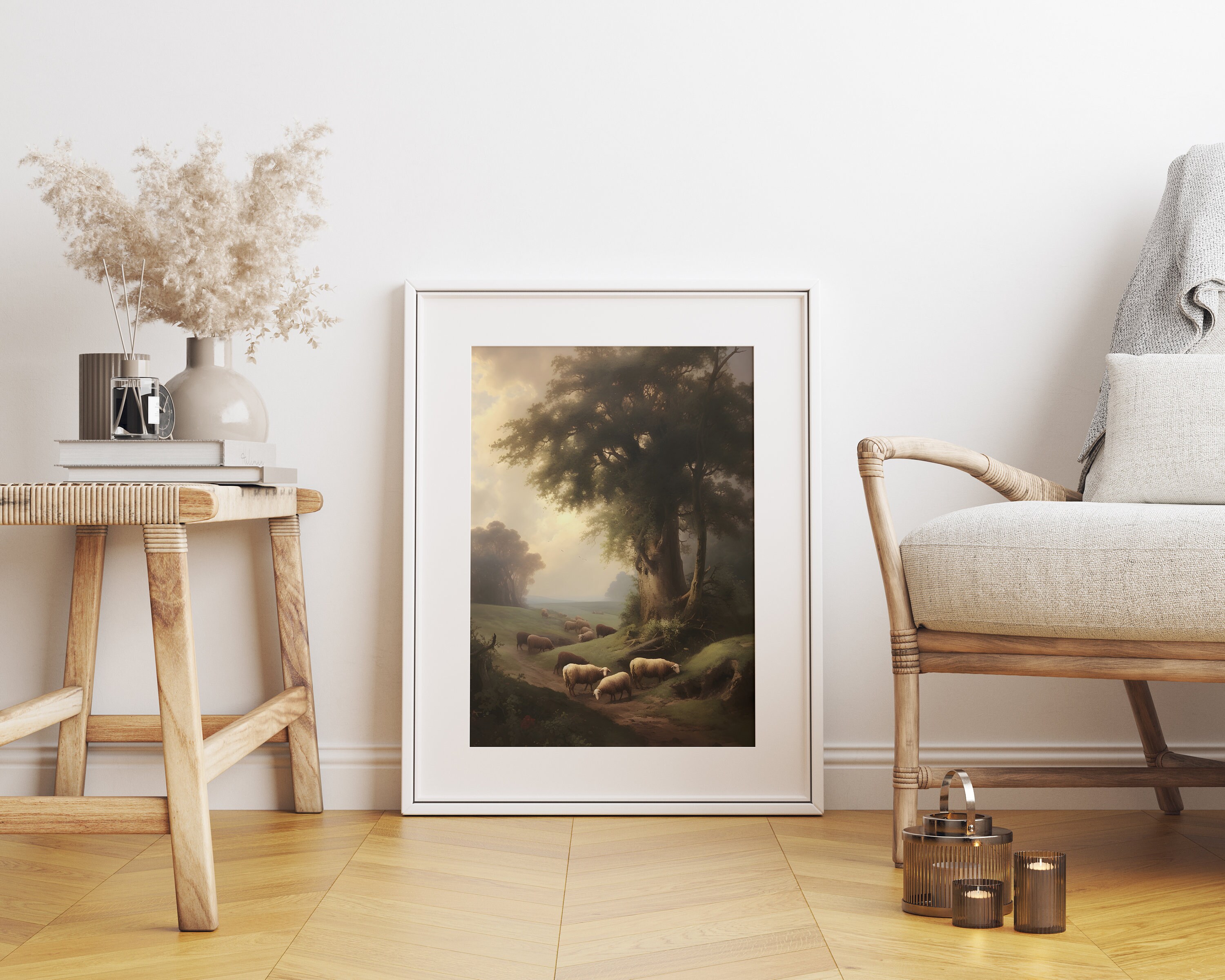 Sheep in Forest Printable, Spring Print Painting, Landscape Art Print ...