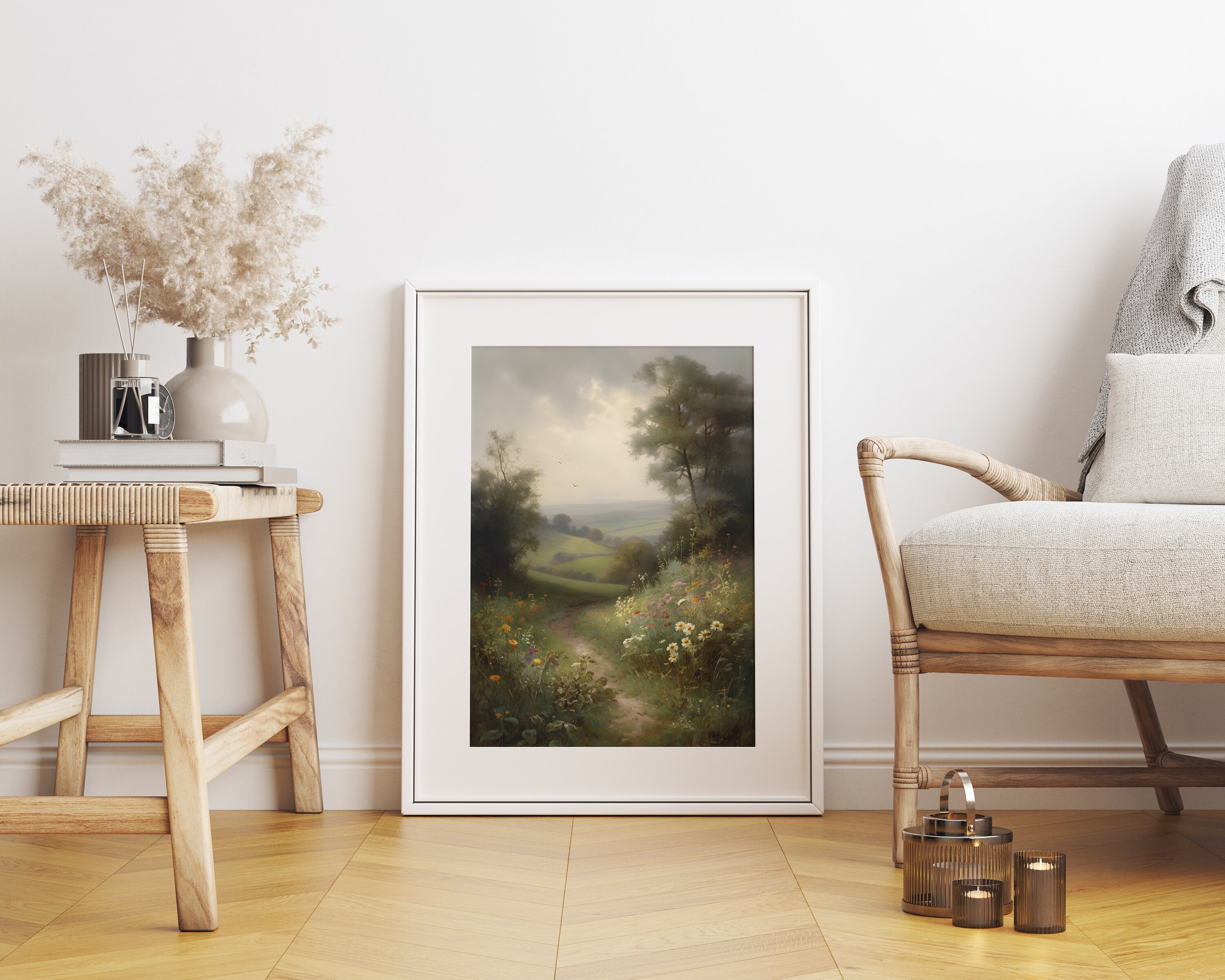 Spring Wildflower, Field Landscape Painting, Spring Print Vintage ...