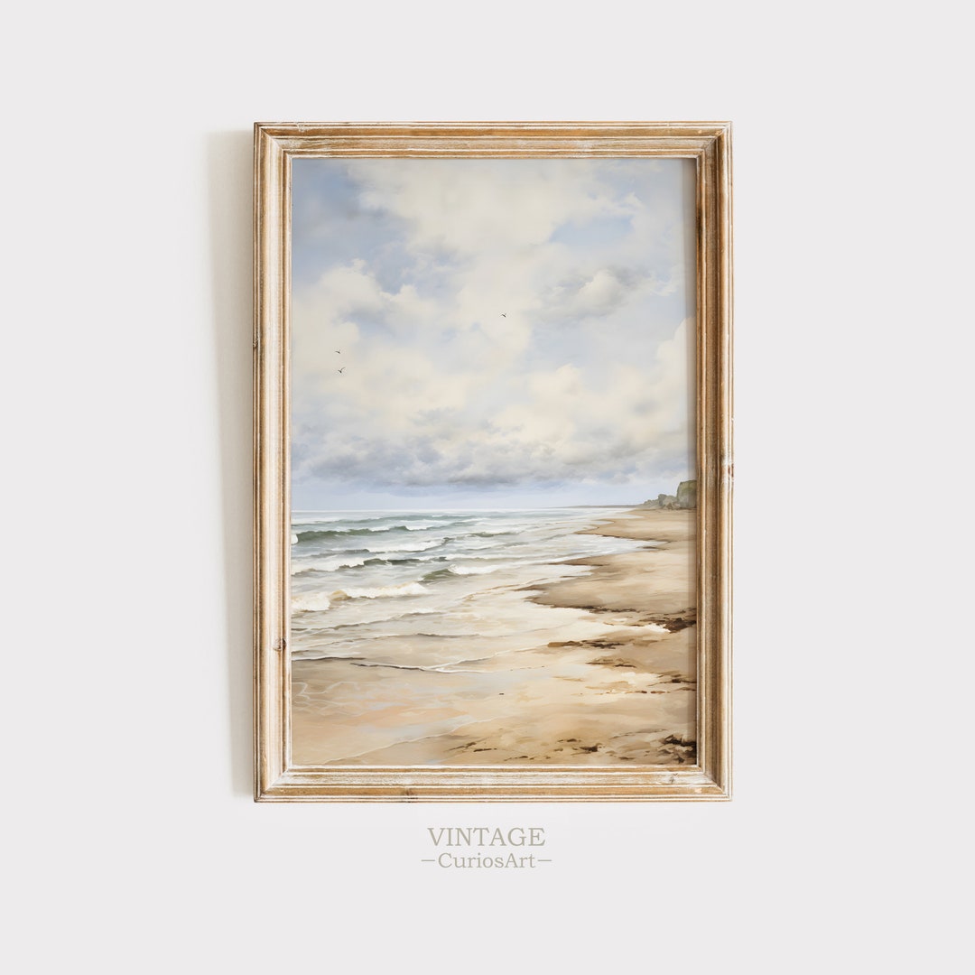 Seashore Oil Painting, Printable Vintage Landscape Wall Art ...