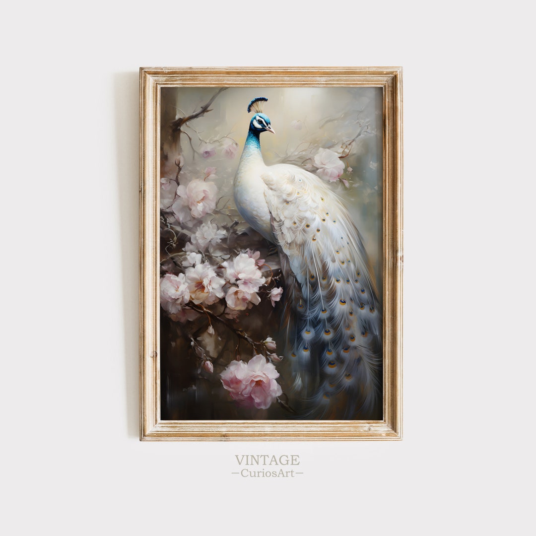 Spring Peacock in Flower Garden Printable, Spring Decor, Vintage ...