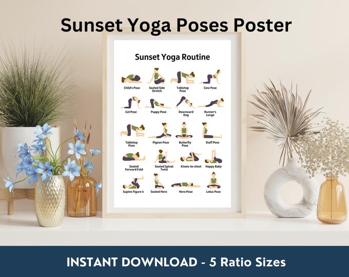 Digital Download Yoga Poses Poster 24x36 Yoga Chart Yoga Pose Poster ...