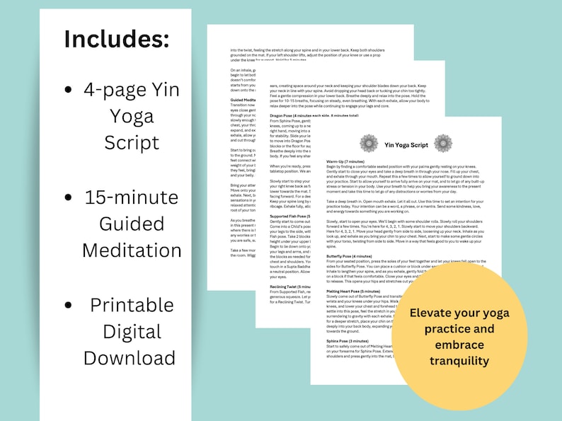 60 Min Yin Yoga Script for Yoga Classes, Guided Meditation Yoga, 1 Hour ...