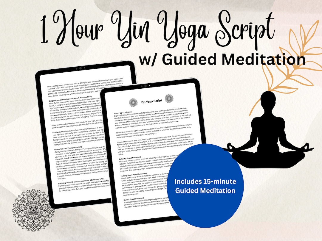 60 Min Yin Yoga Script for Yoga Classes, Guided Meditation Yoga, 1 Hour Yin Yoga Class ...