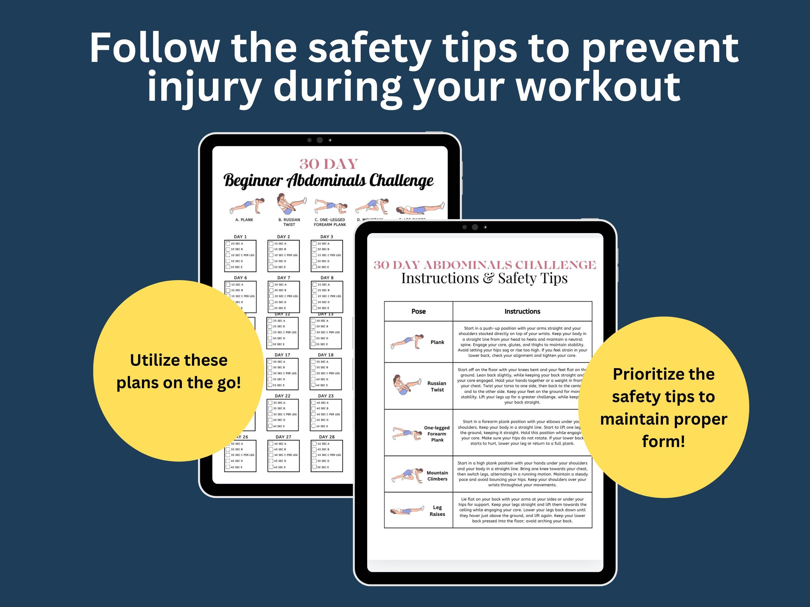 30 Day Floor Abdominals Exercise Challenge, 30 Day Ab Challenge, Core ...